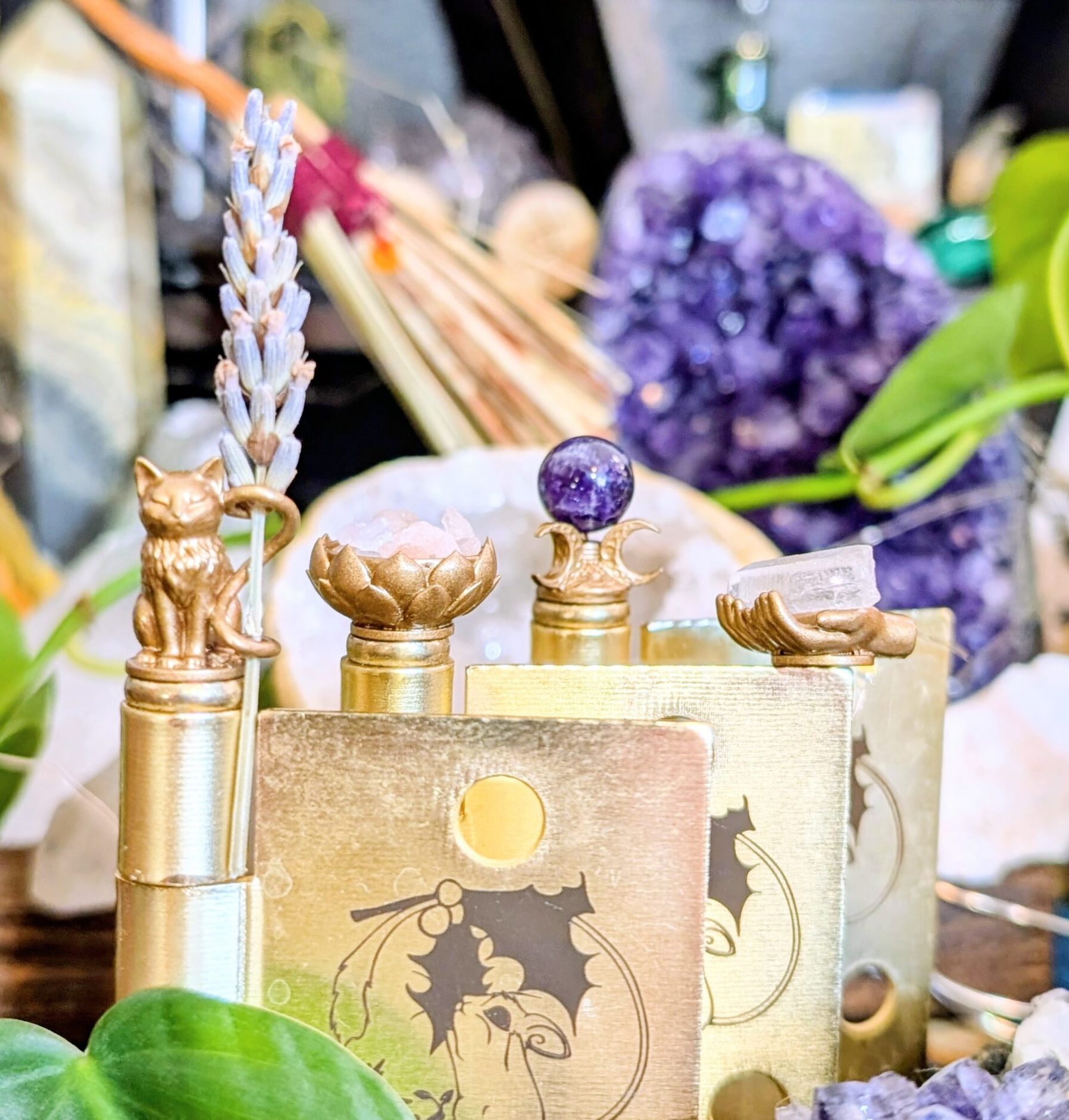 Witch Divination Hinge Head Bundle | Crystal Ball Holder Salt Bowl Cat ...